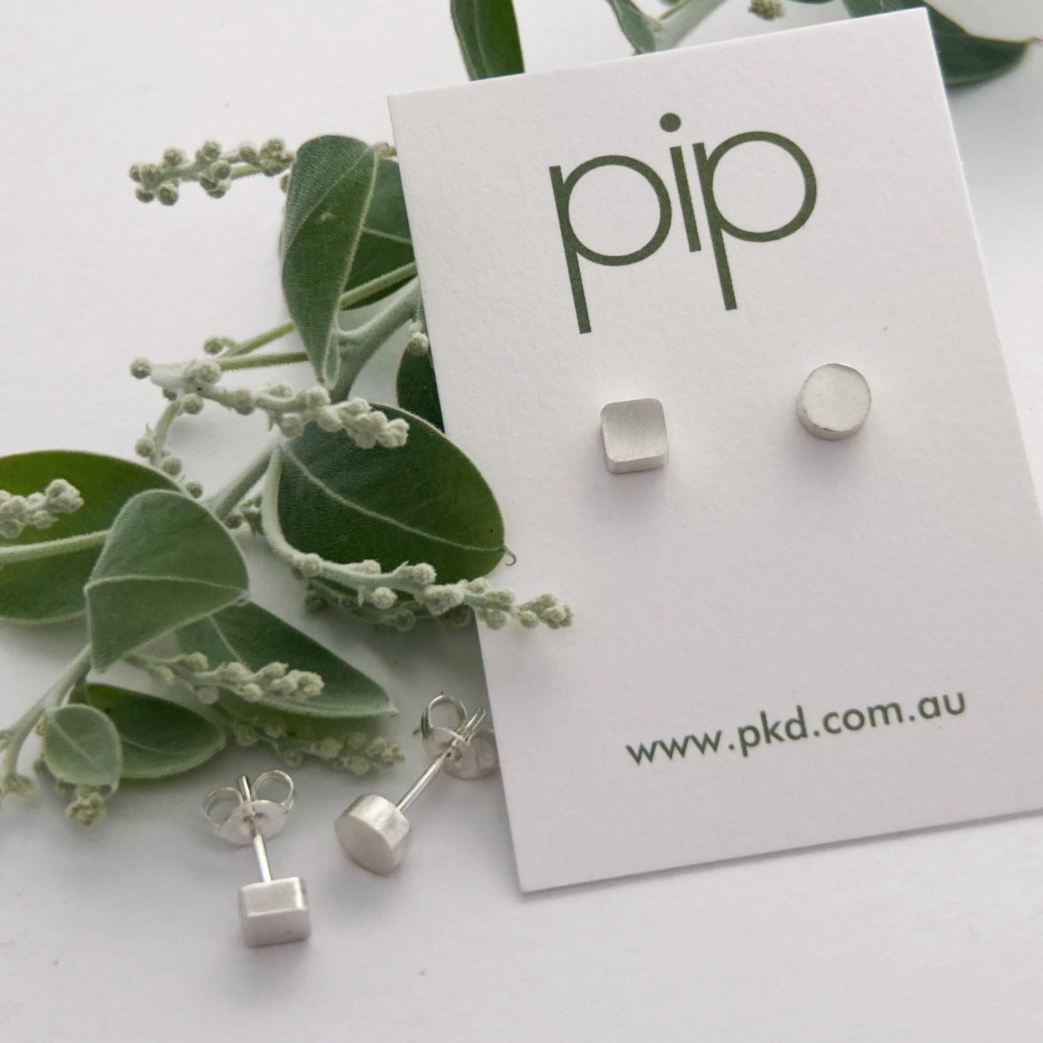 Square and Round sterling silver handmade studs for gifts – Pip Keane ...